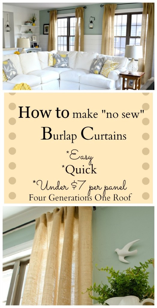 No Sew Burlap Curtains | Home and Heart DIY No Sew Burlap Curtains | Home and Heart DIY